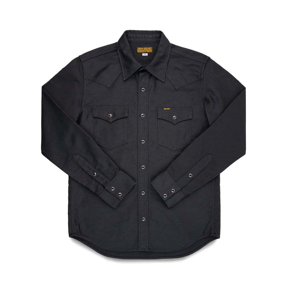 Iron Heart IHSH-426-BLK 12oz Military Moleskin Western Shirt Black ...