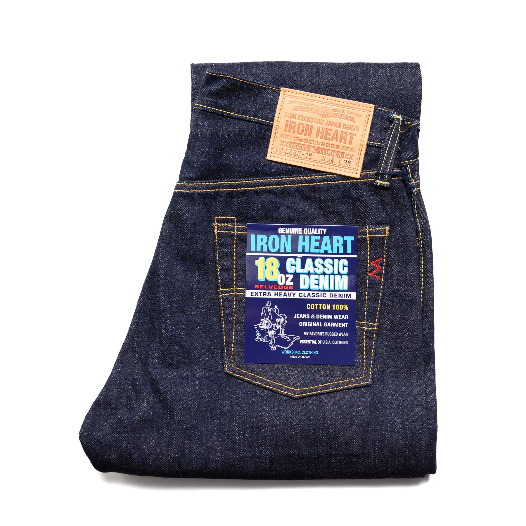 Iron Heart IH-888S-18 18oz Vintage Selvedge Denim Medium/High Rise ...
